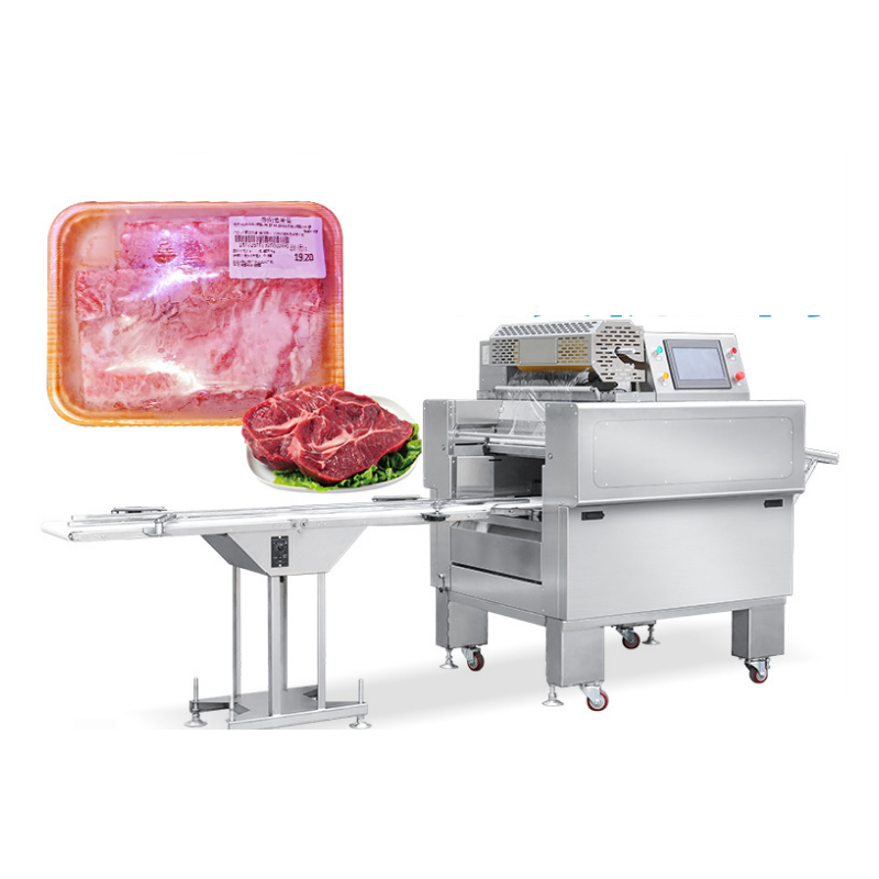 Tray food vegetable and fruit plastic wrap packaging machine